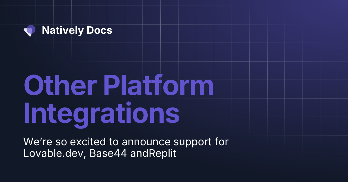 Other Platform Integrations | Natively Docs